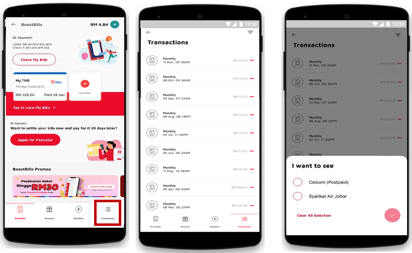 How do I view my previous bill transactions/payments? – Boost